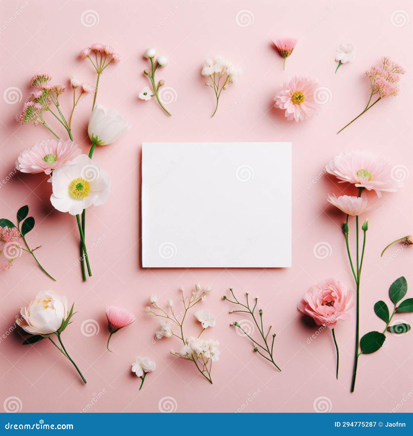 Flowers Composition. Frame Made of Flowers on Pastel Pink Background ...