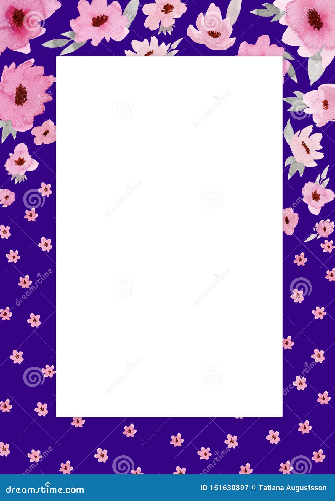 Flowers Composition. Rectangular Violet Frame Made of Pink Flowers and ...