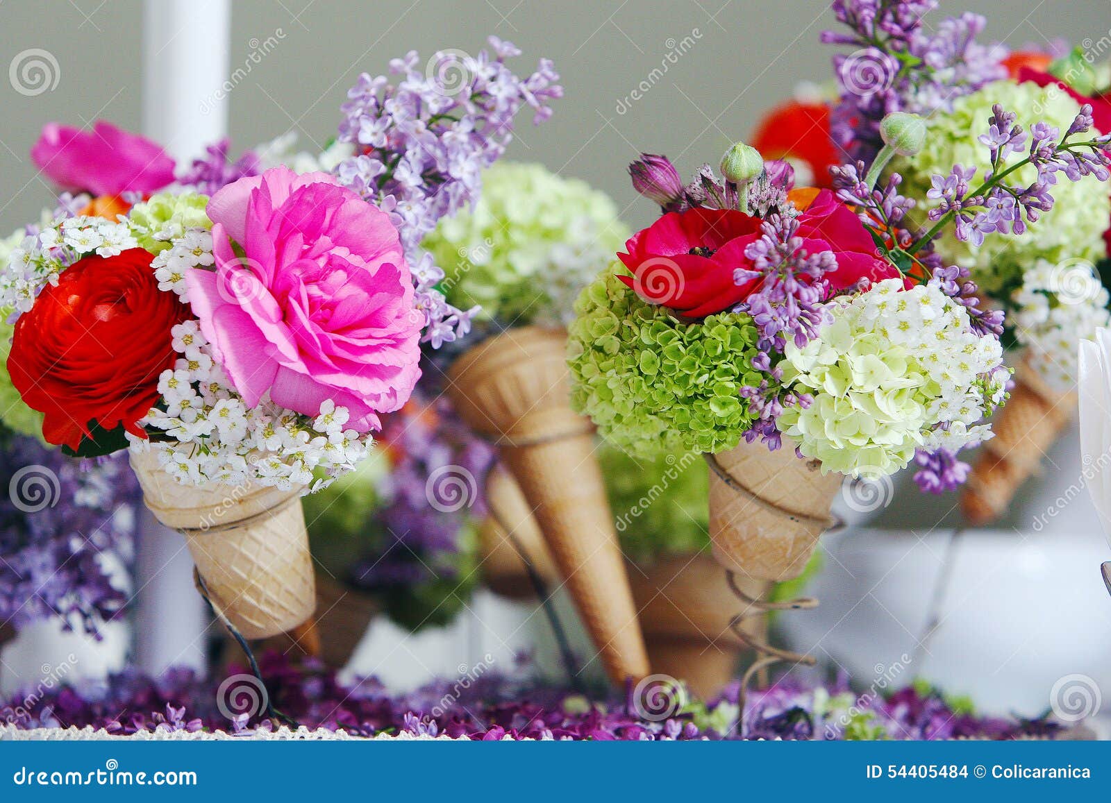 Flowers in cornets stock photo. Image of party, cornet - 54405484
