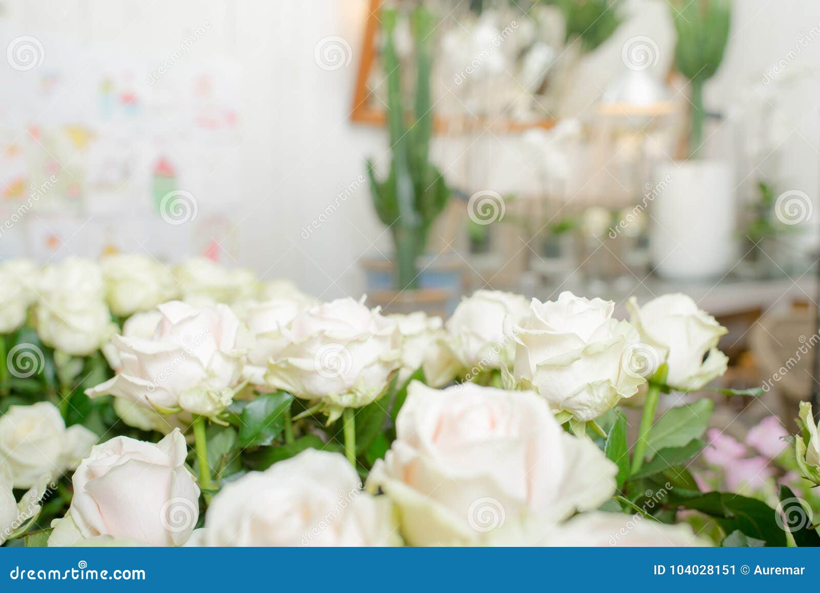 Flowers on counter top stock image. Image of market - 104028151
