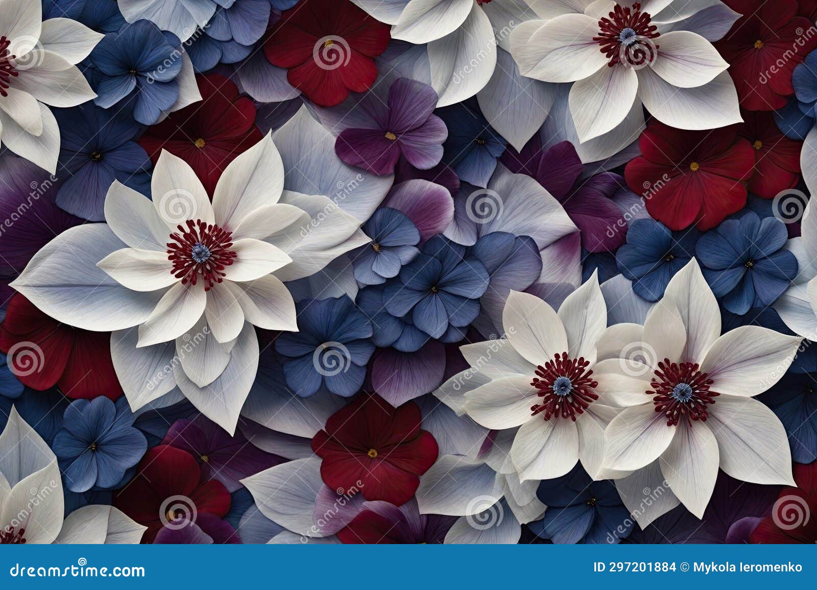 Flowers of Different Sizes and Types in the Form of a Background. Stock ...