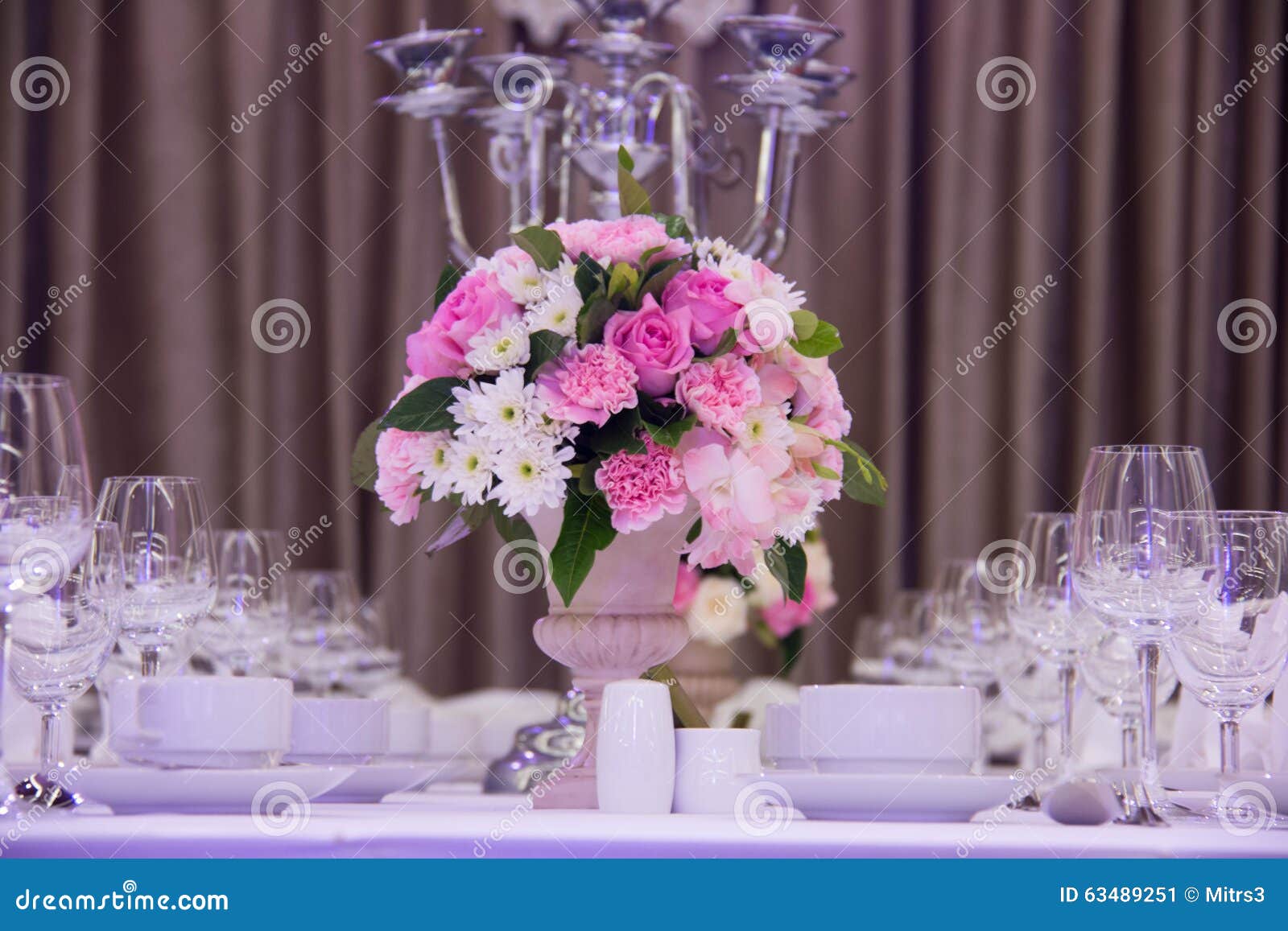 Flowers on the Dining Table Stock Image - Image of glass, beautiful ...