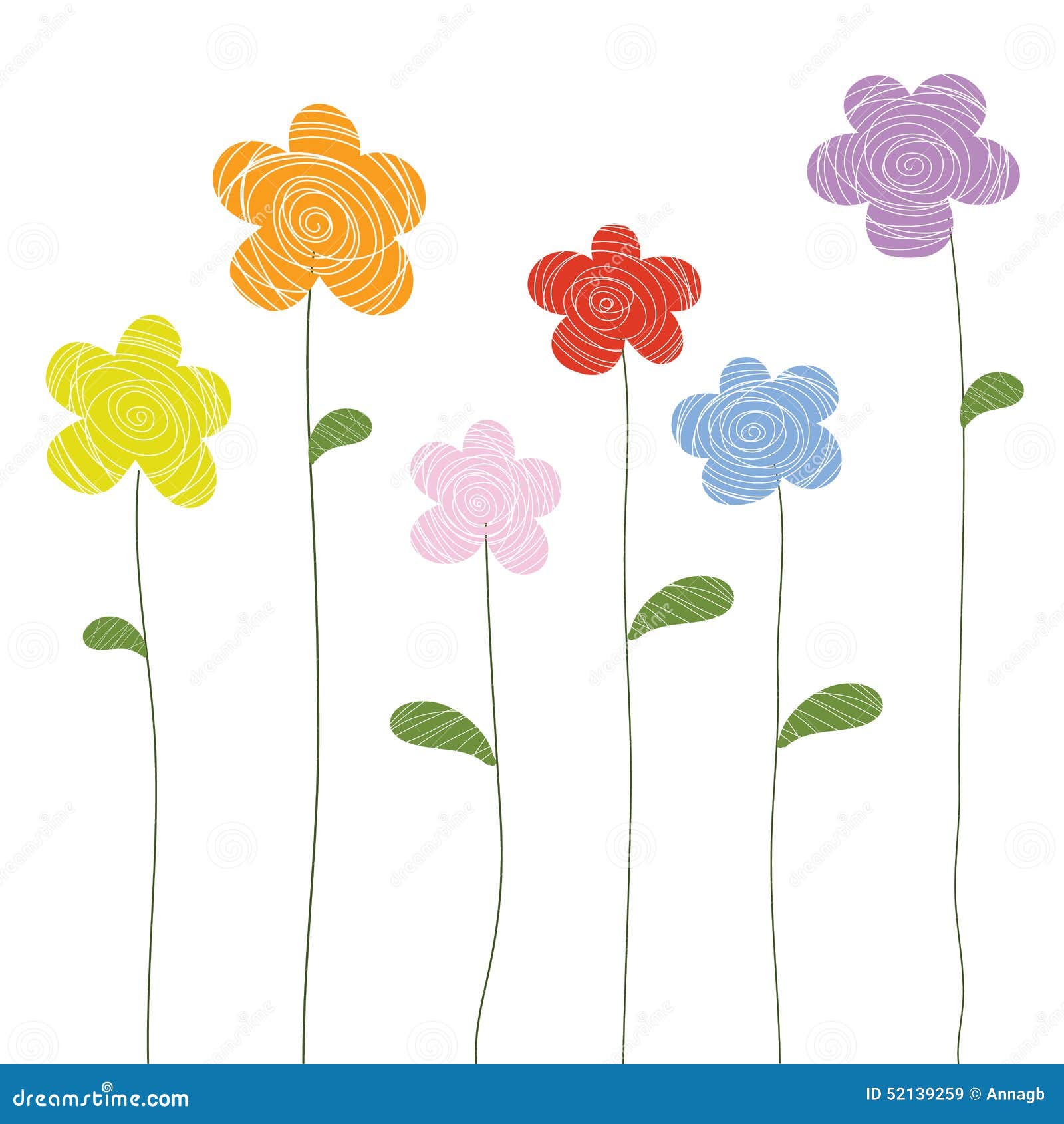 Flowers Doodle Color Vector Stock Vector - Illustration of doodle ...