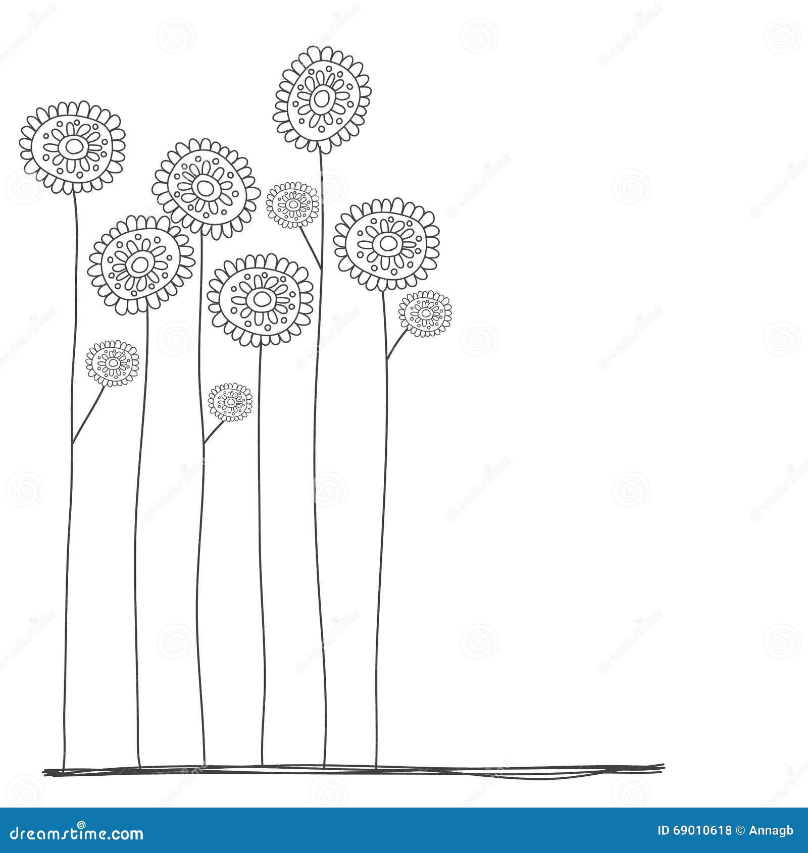 Flowers Doodle Hand Drawn Cute Style Vector Stock Vector - Illustration ...