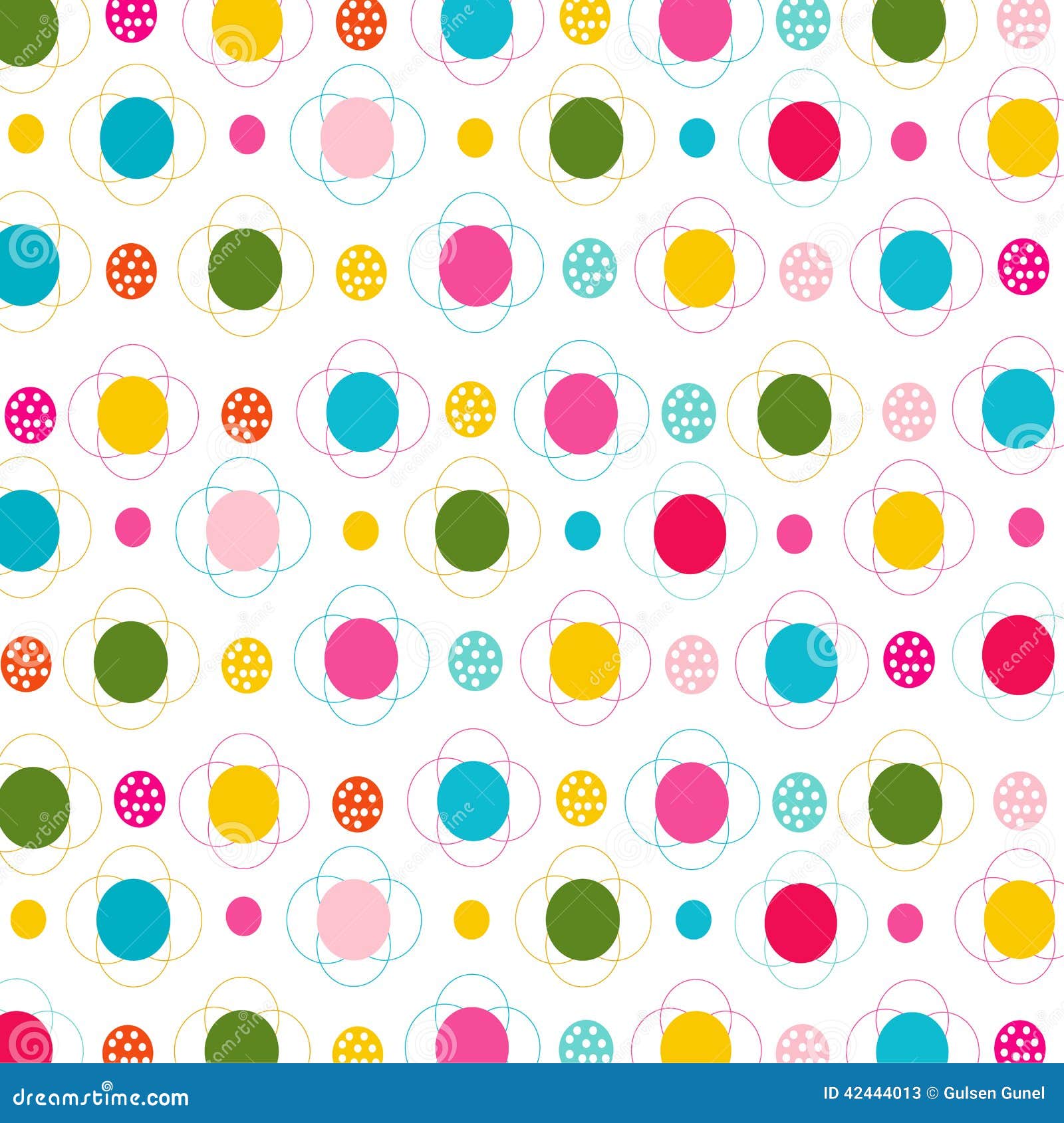 Flowers and Dots Seamless Pattern Stock Illustration - Illustration of ...