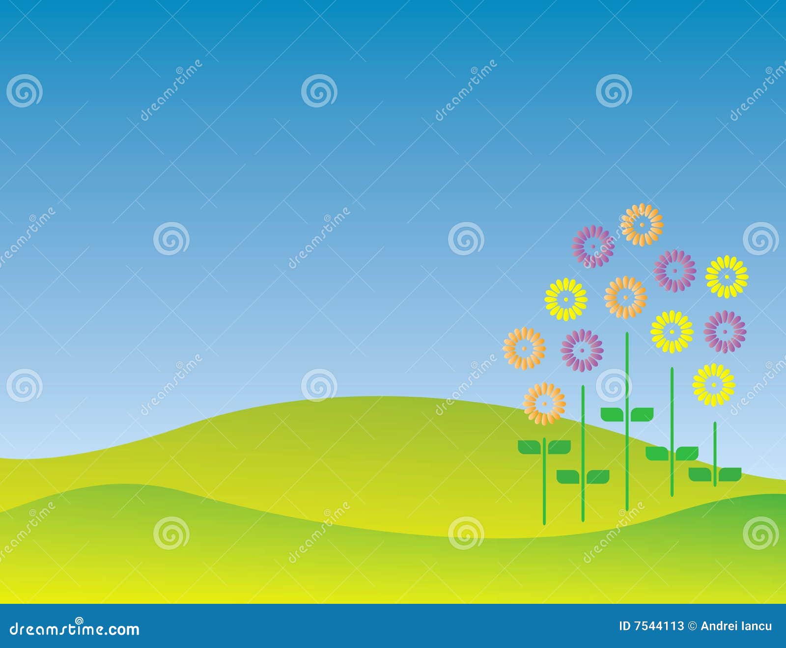 Flowers on field stock vector. Illustration of abstract - 7544113