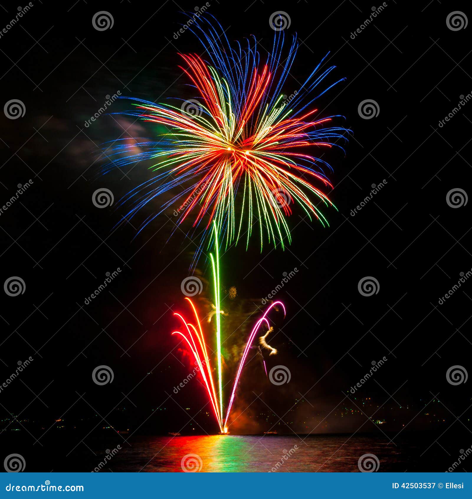 Flowers of fireworks stock image. Image of party, orange - 42503537