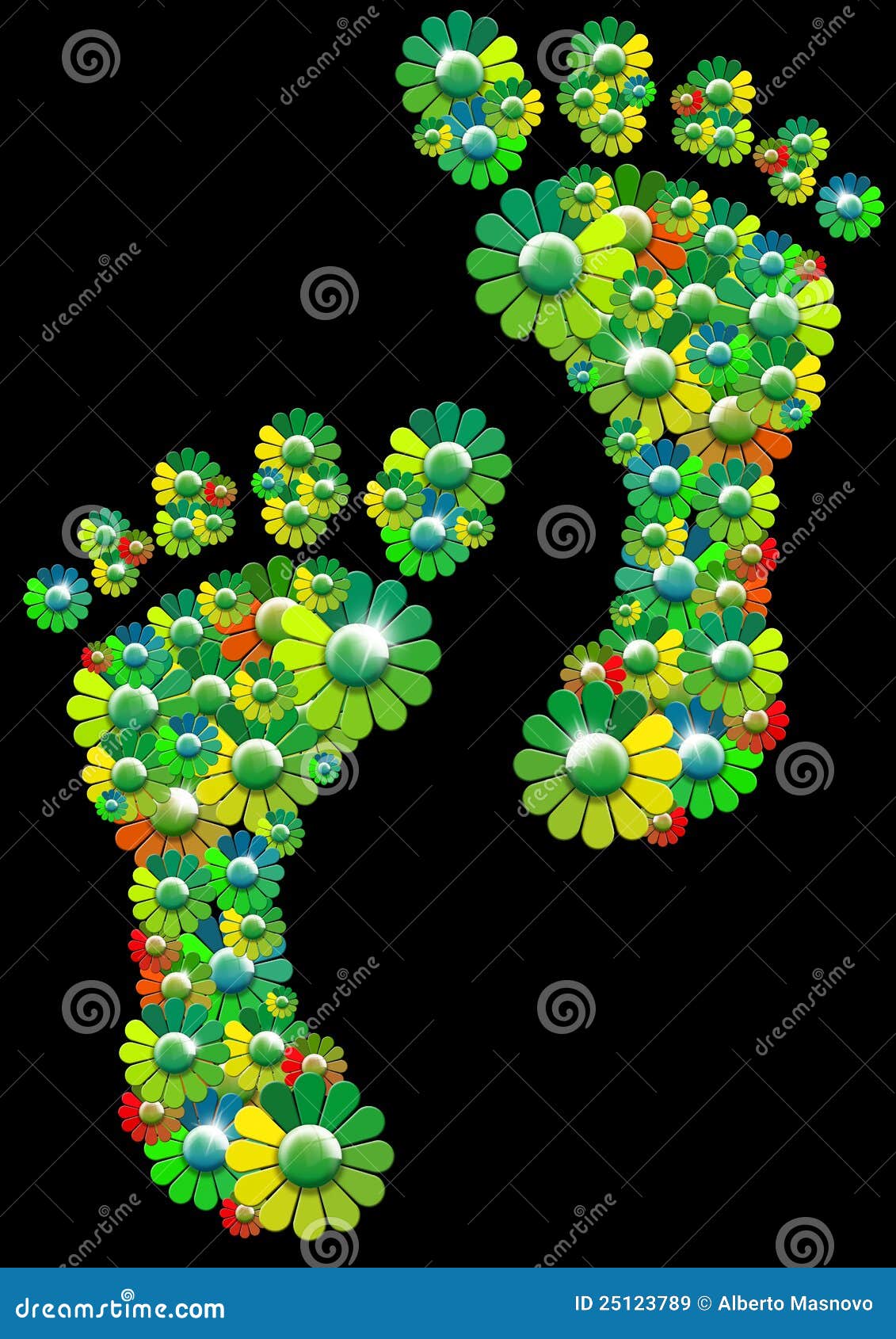 Flowers footprints stock illustration. Illustration of foot - 25123789