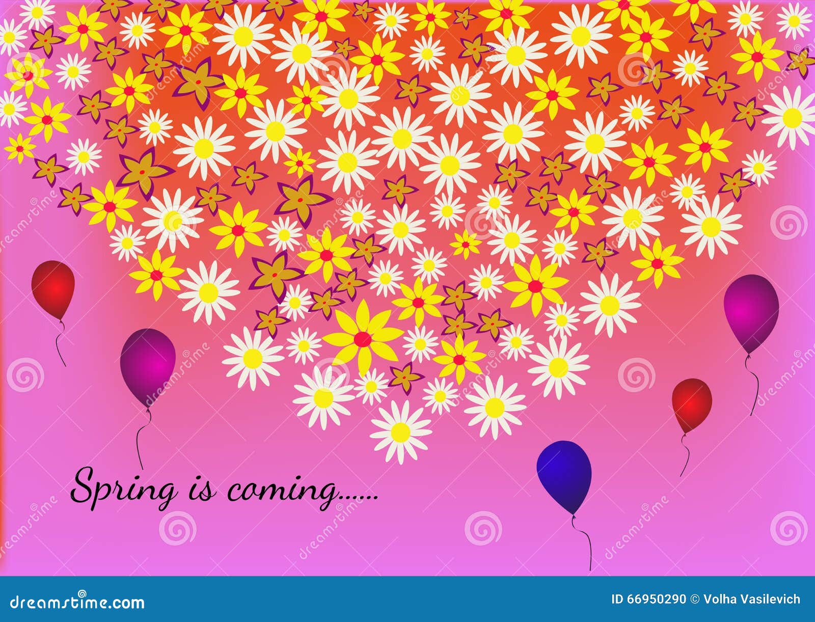 Flowers in the Form of Heart on a Colorful Background with Note Spring ...