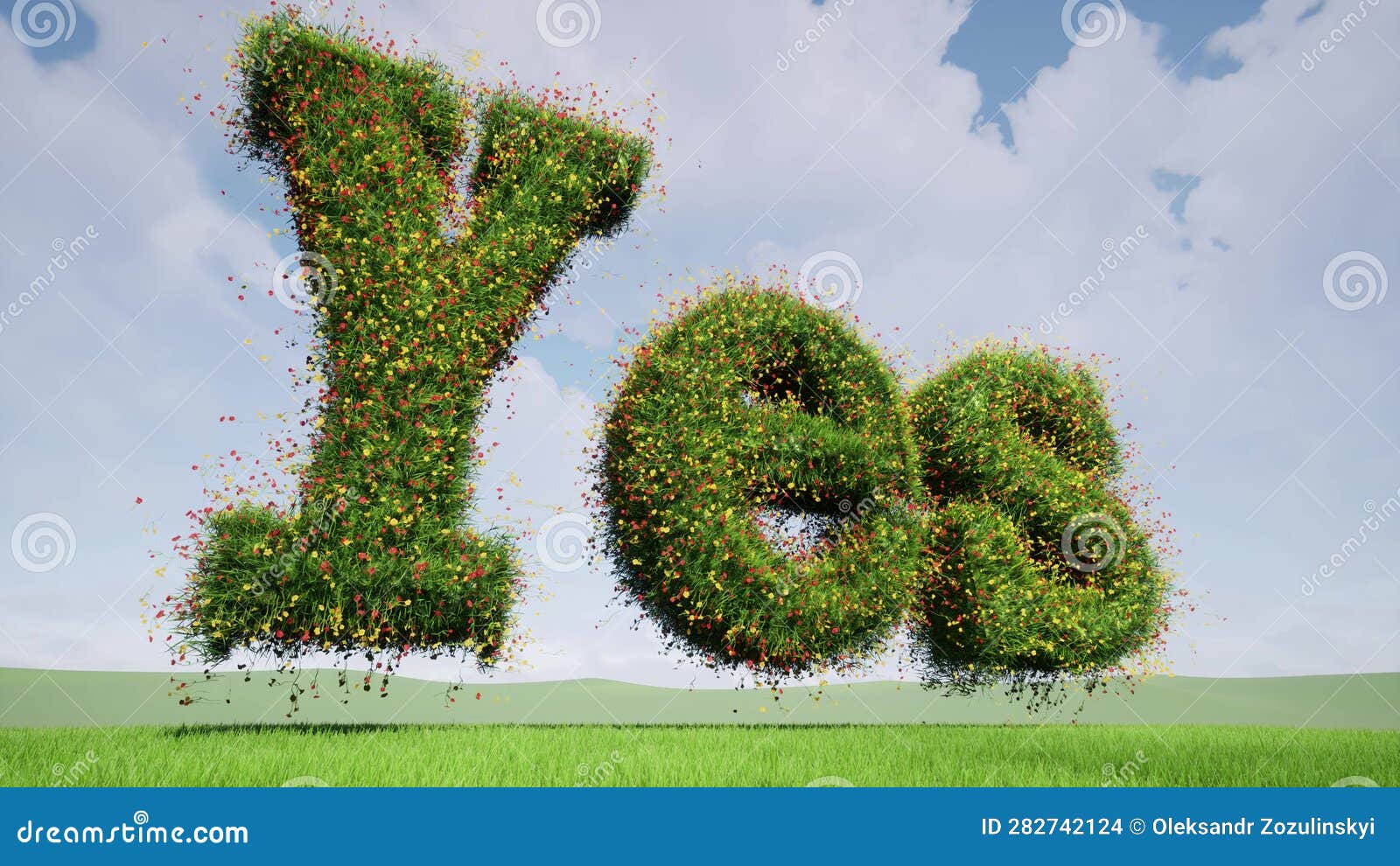 Flowers in the Form of the Word YES Nature Landscape 3d Stock ...