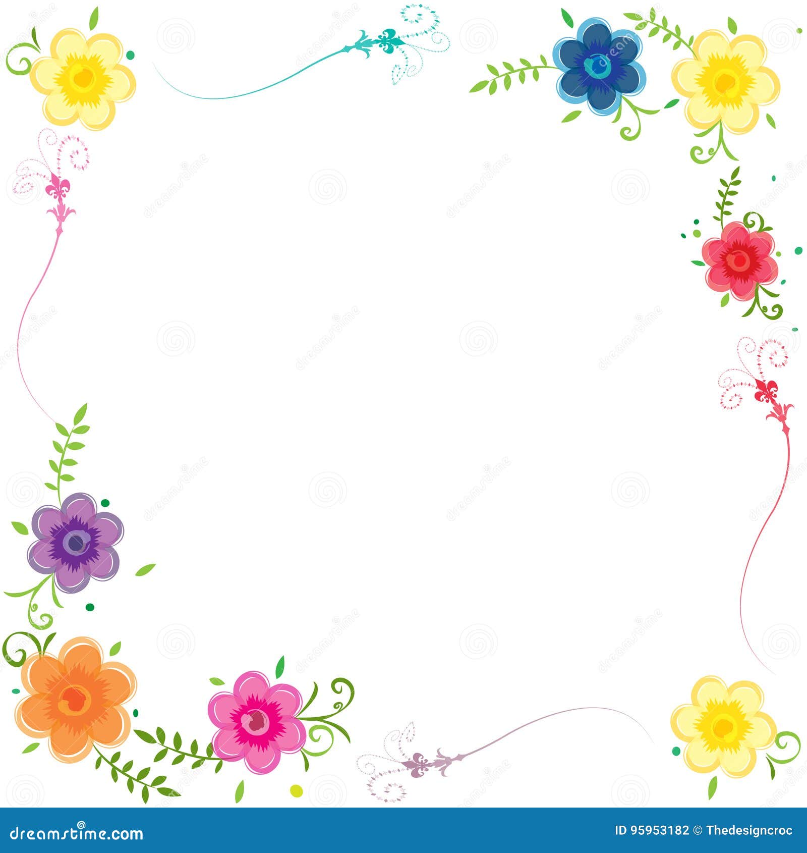 Flowers frame colorful stock vector. Illustration of fresh - 95953182