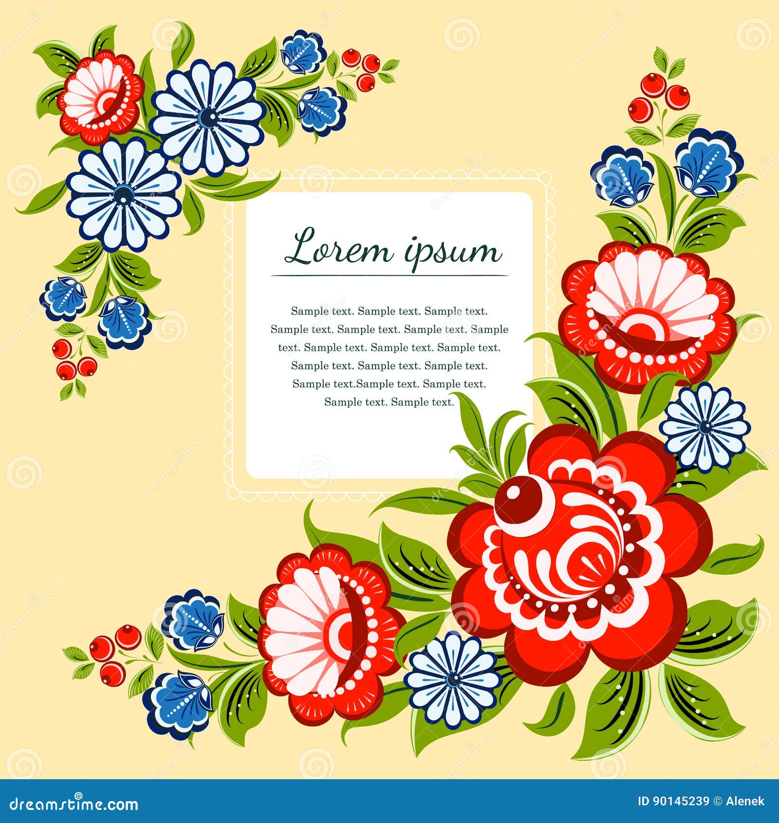 Flowers Frame for Congratulations Stock Vector - Illustration of drawn ...