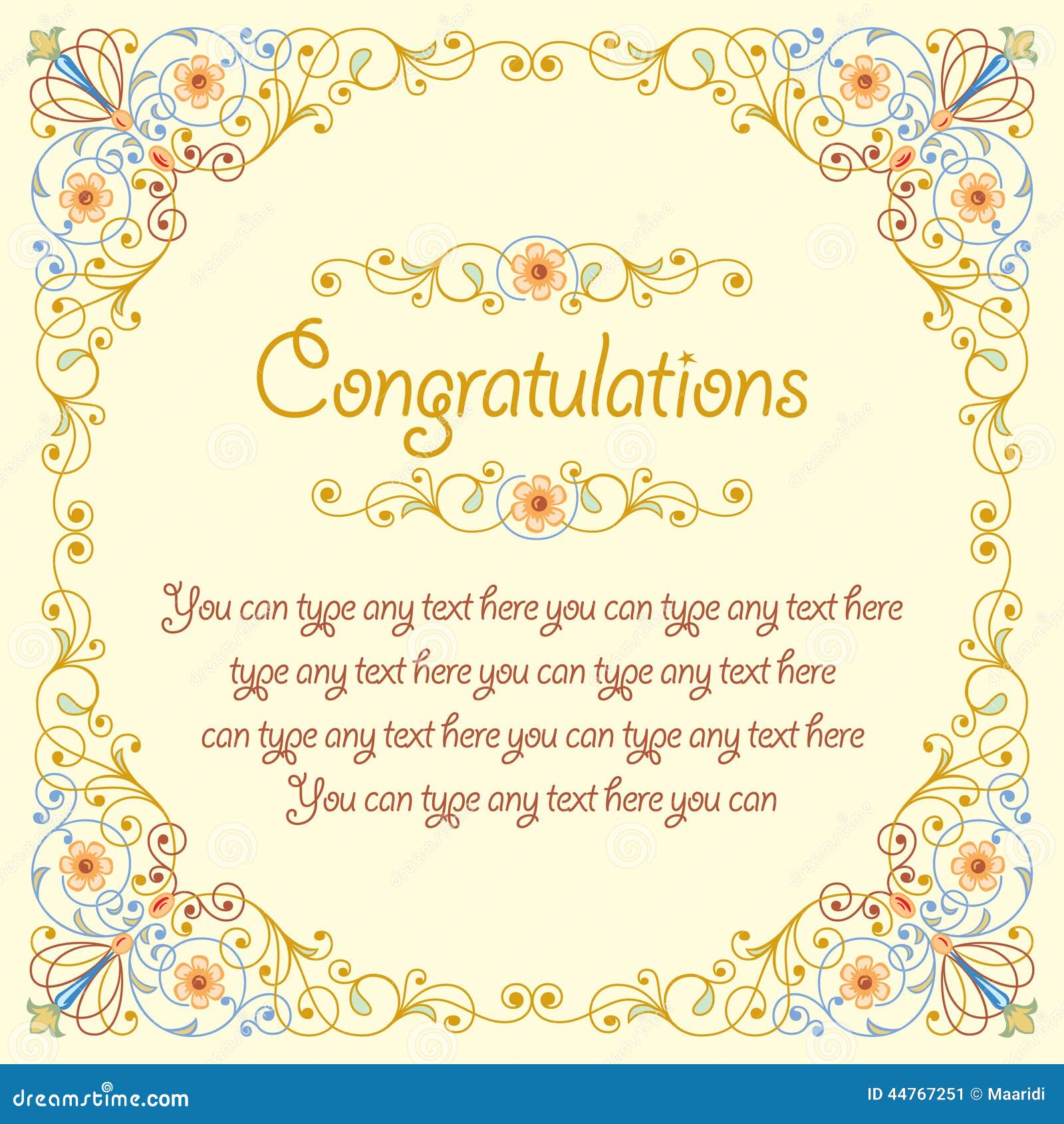 Flowers Frame, Greeting Template Border Stock Vector - Illustration of ...