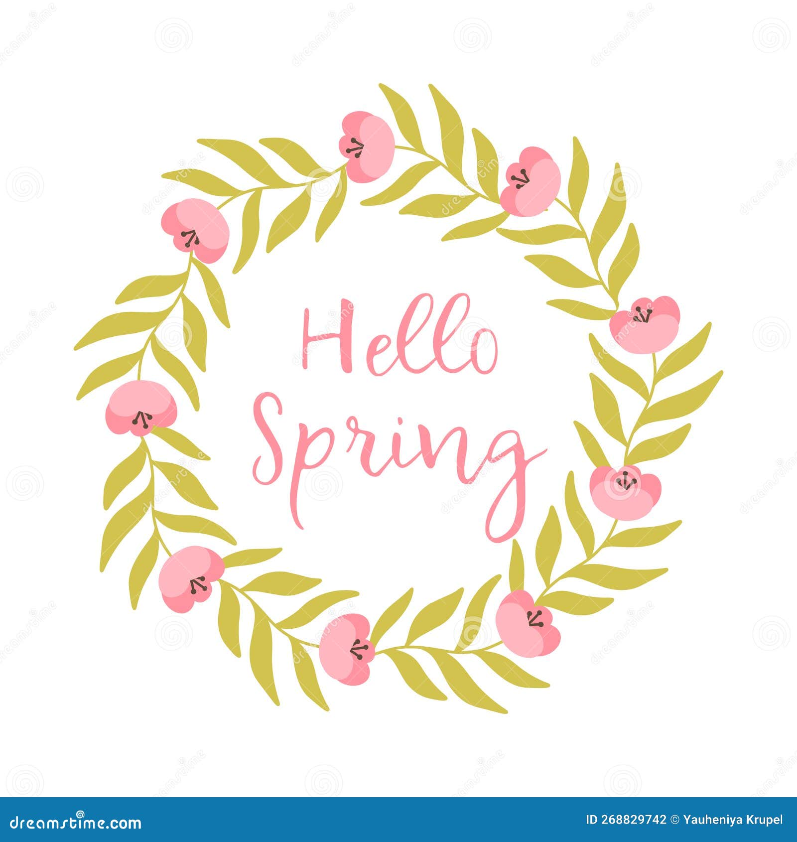 Flowers Frame. Spring Lettering. Hello Spring in a Spring Frame of ...