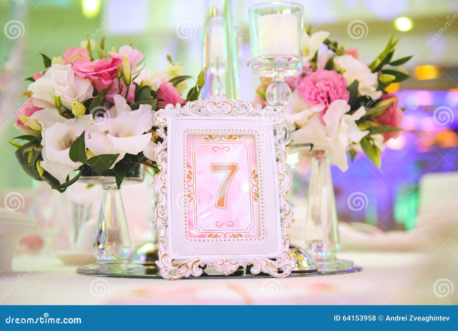 Flowers and Frame on Table stock photo. Image of bouquet - 64153958