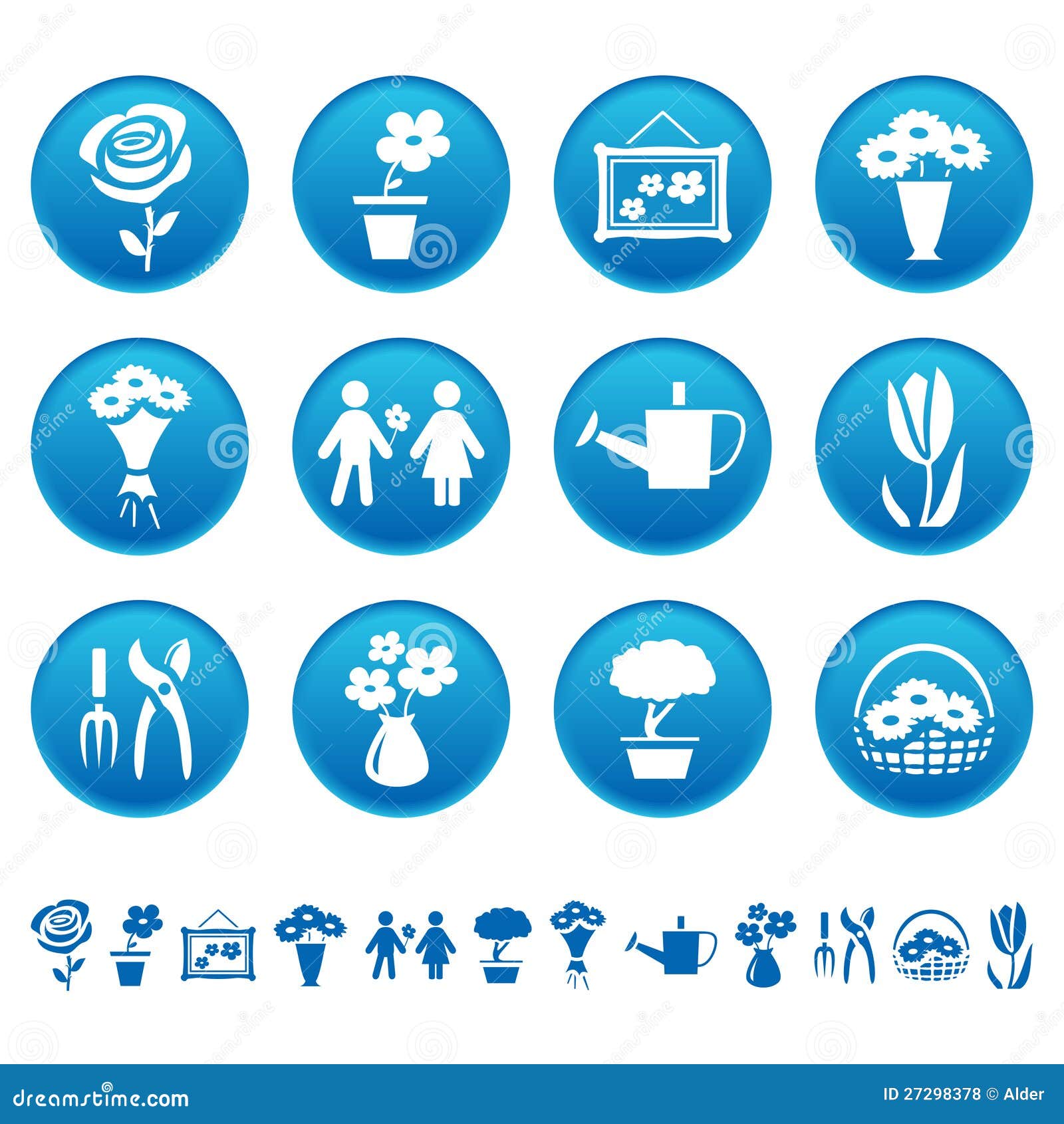 Flowers and Gardening Icons Stock Vector - Illustration of pictogram ...