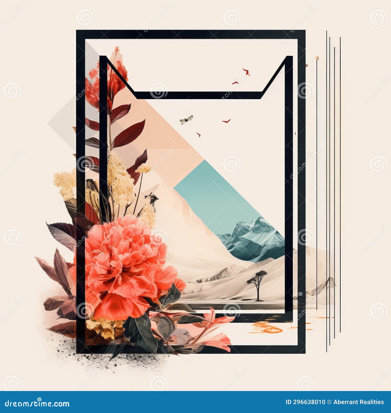 Flowers and Geometric Shapes in a Frame Stock Illustration ...