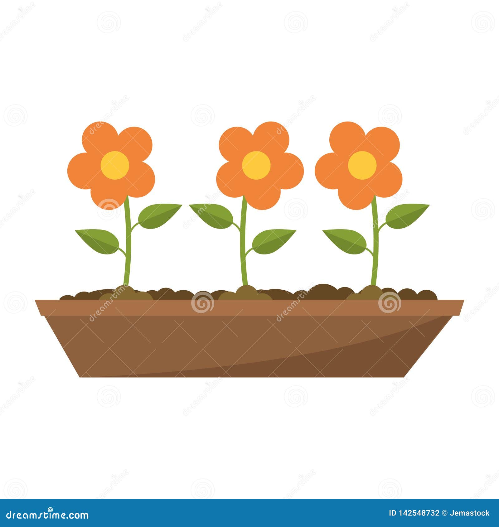 Flowers in ground cartoon stock vector. Illustration of card - 142548732