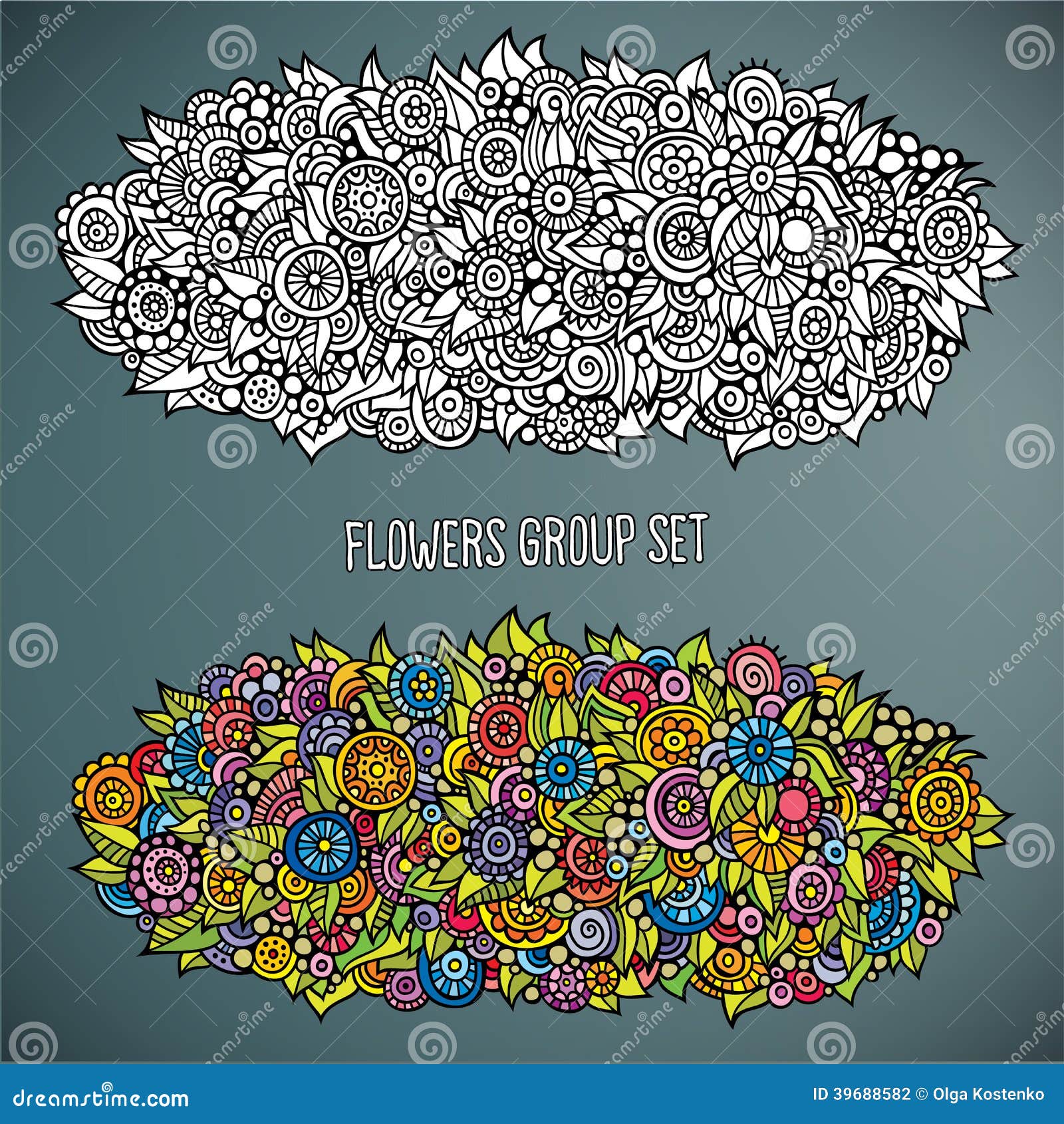 Flowers Group Set in Different of Color Stock Vector - Illustration of ...