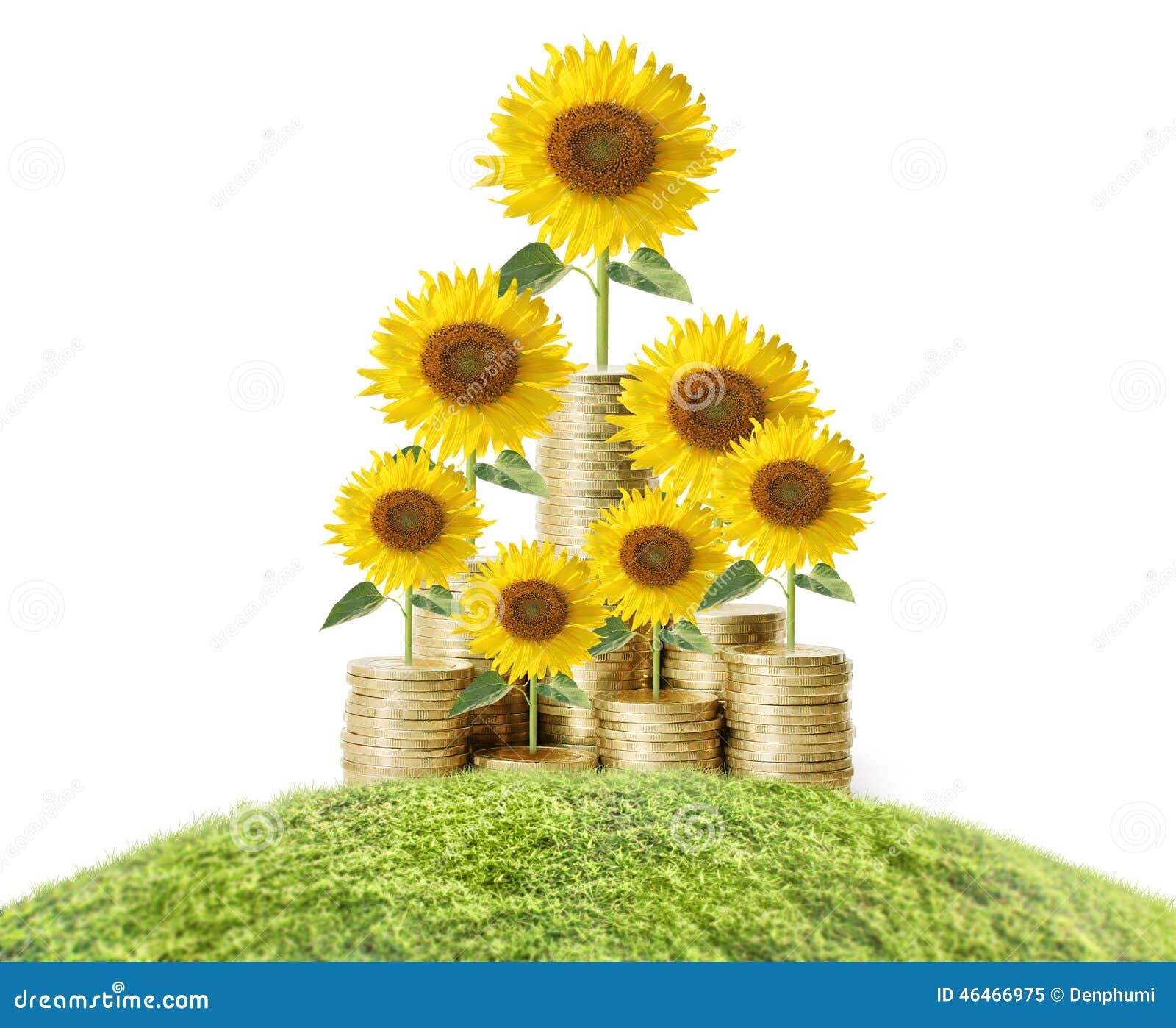 Flowers growing from coins stock image. Image of money - 46466975