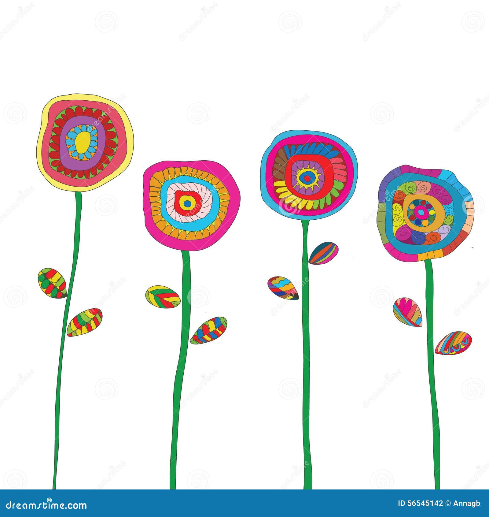 Flowers Hand Drawn Color Vector Stock Vector - Illustration of forest ...