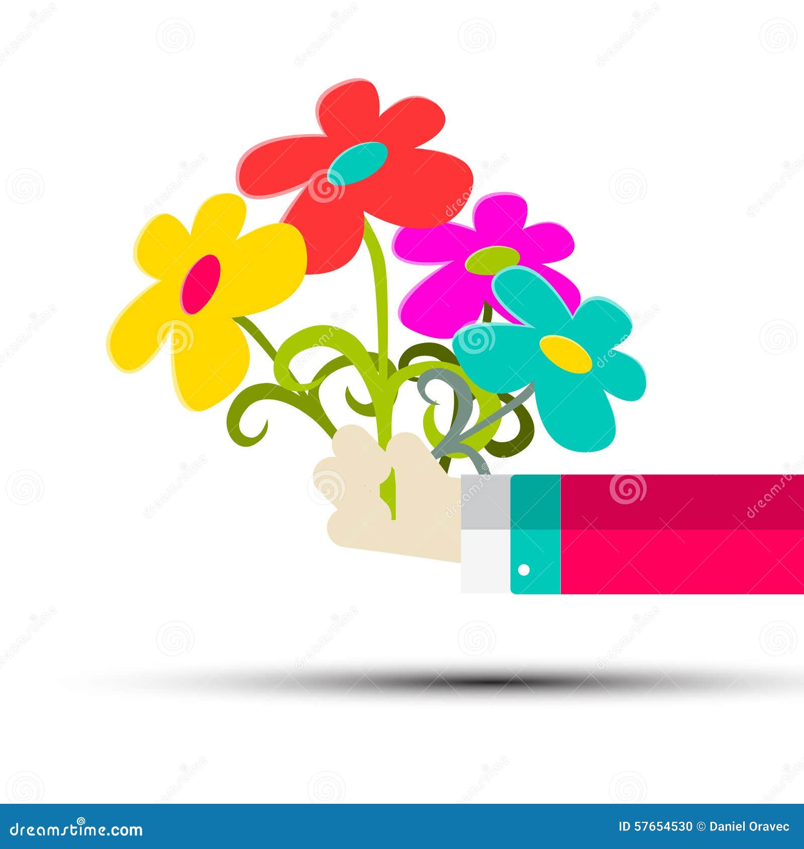 Flowers in Hand Vector stock vector. Illustration of spring - 57654530