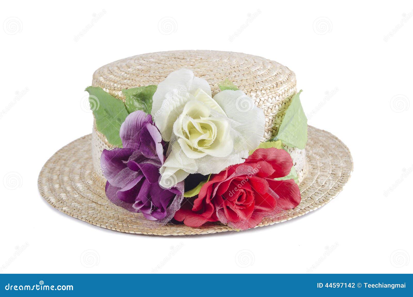 Flowers on hat stock photo. Image of isolated, flower - 44597142