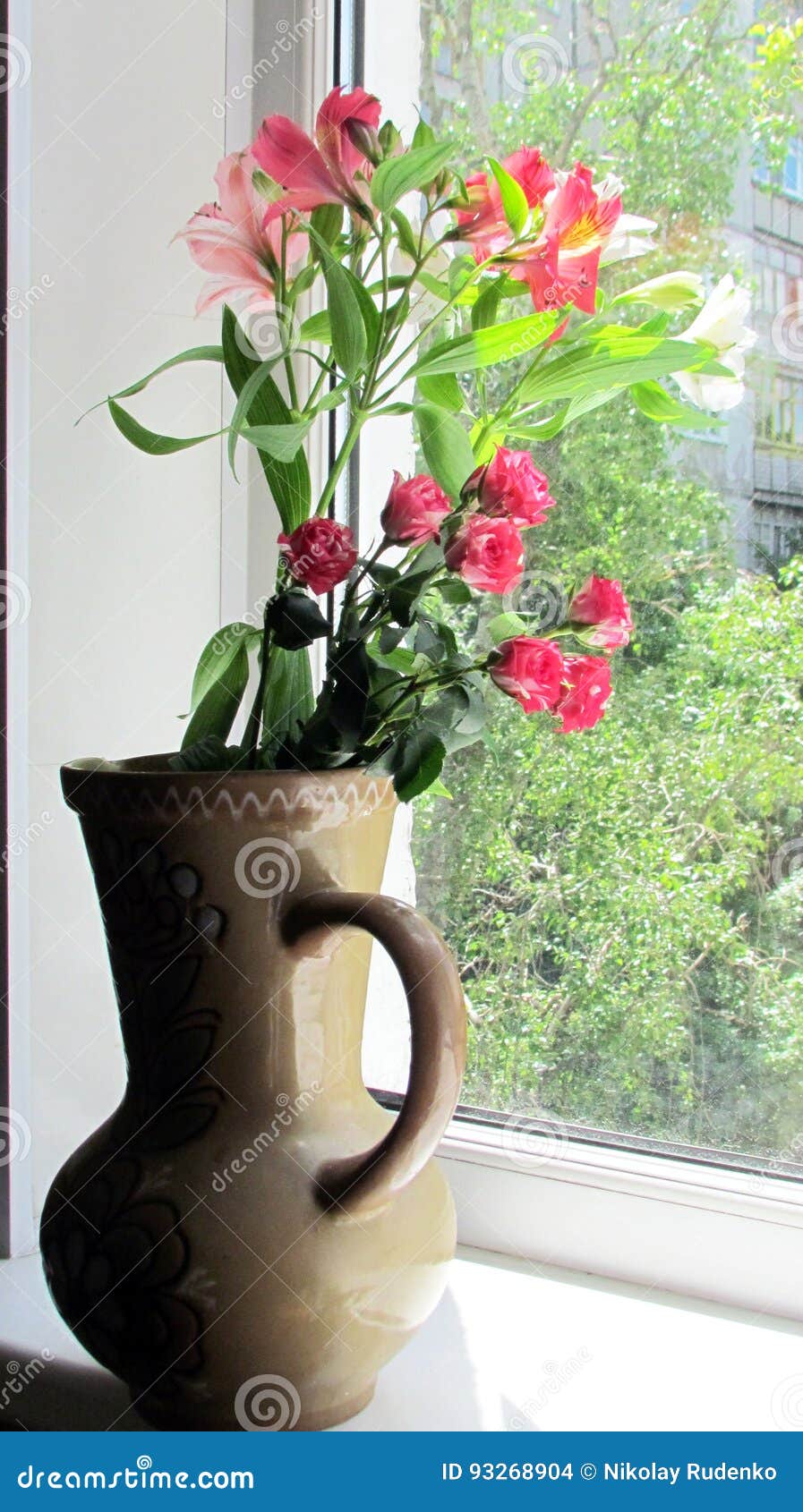 Flowers in jug stock photo. Image of flowers, spring - 93268904