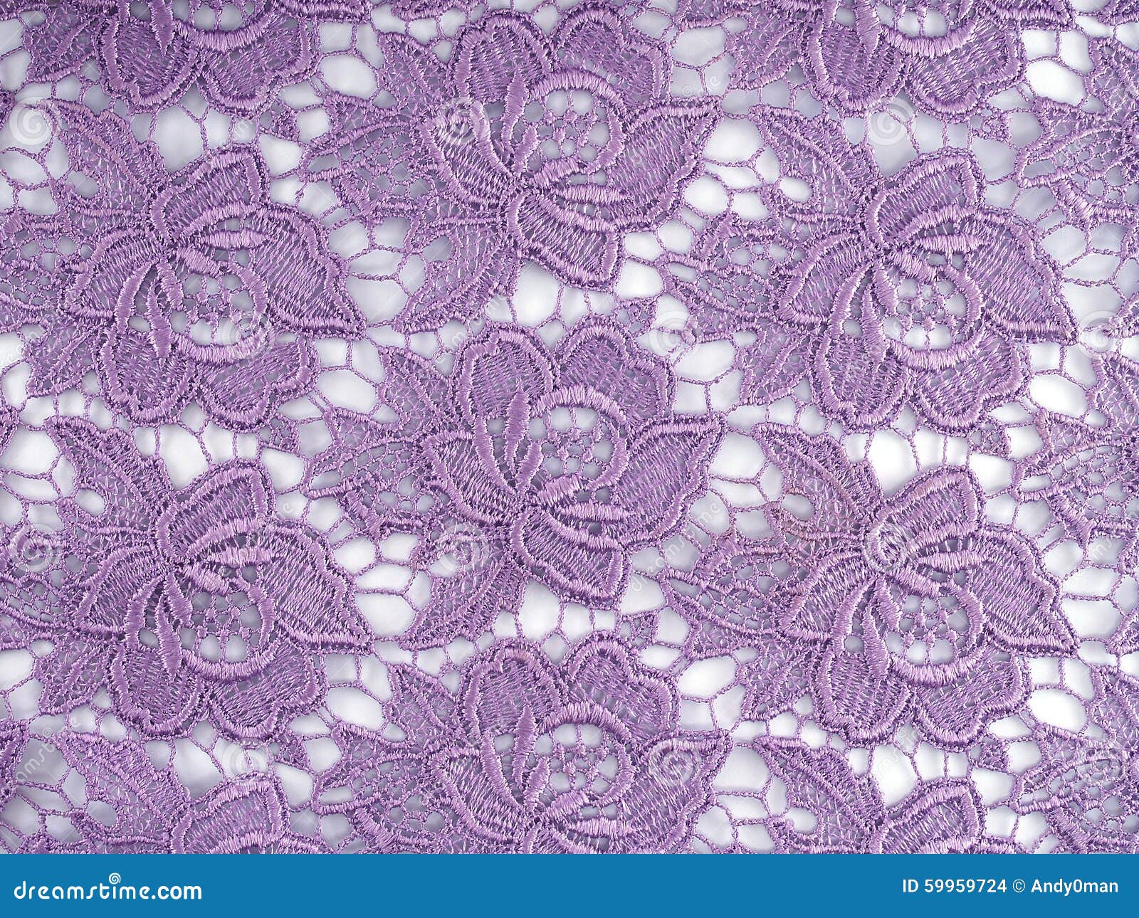 Purple Blooming Flowers with Net Lace Fabric Pattern on White ...