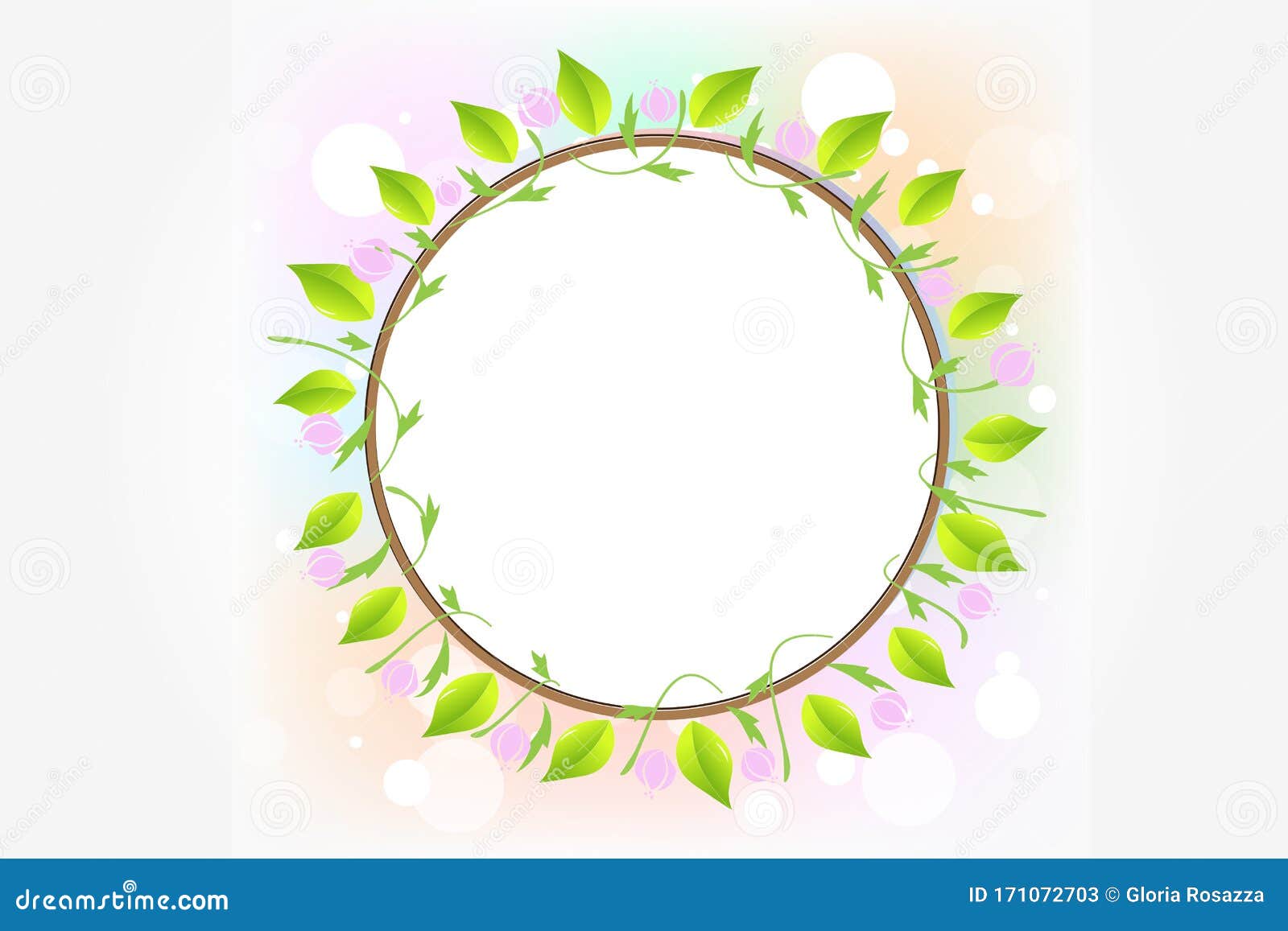 Flowers and Leafs Ecology Circle Frame Stock Vector - Illustration of ...