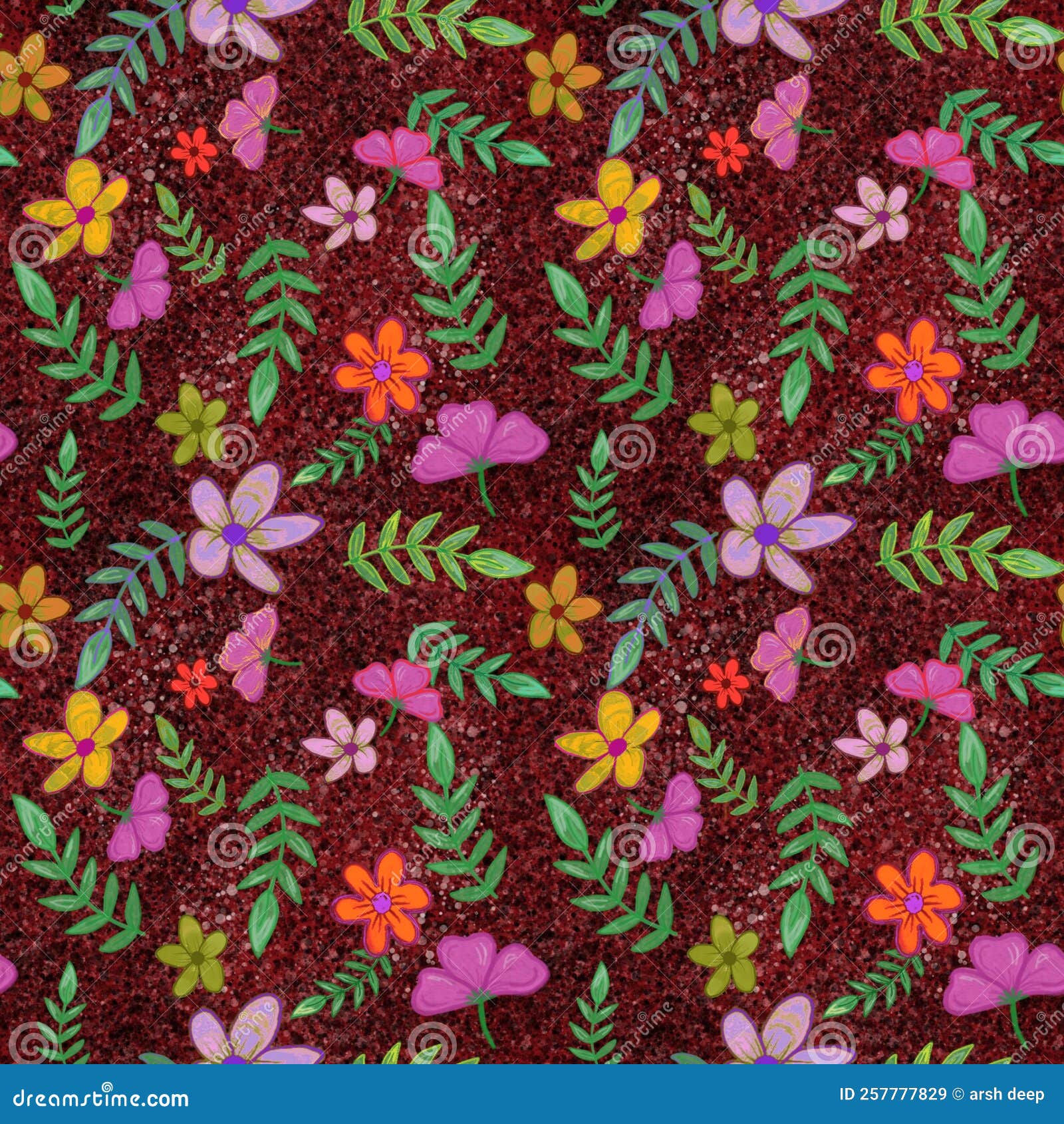 Flowers Leaves and Buds Pattern Stock Illustration - Illustration of ...