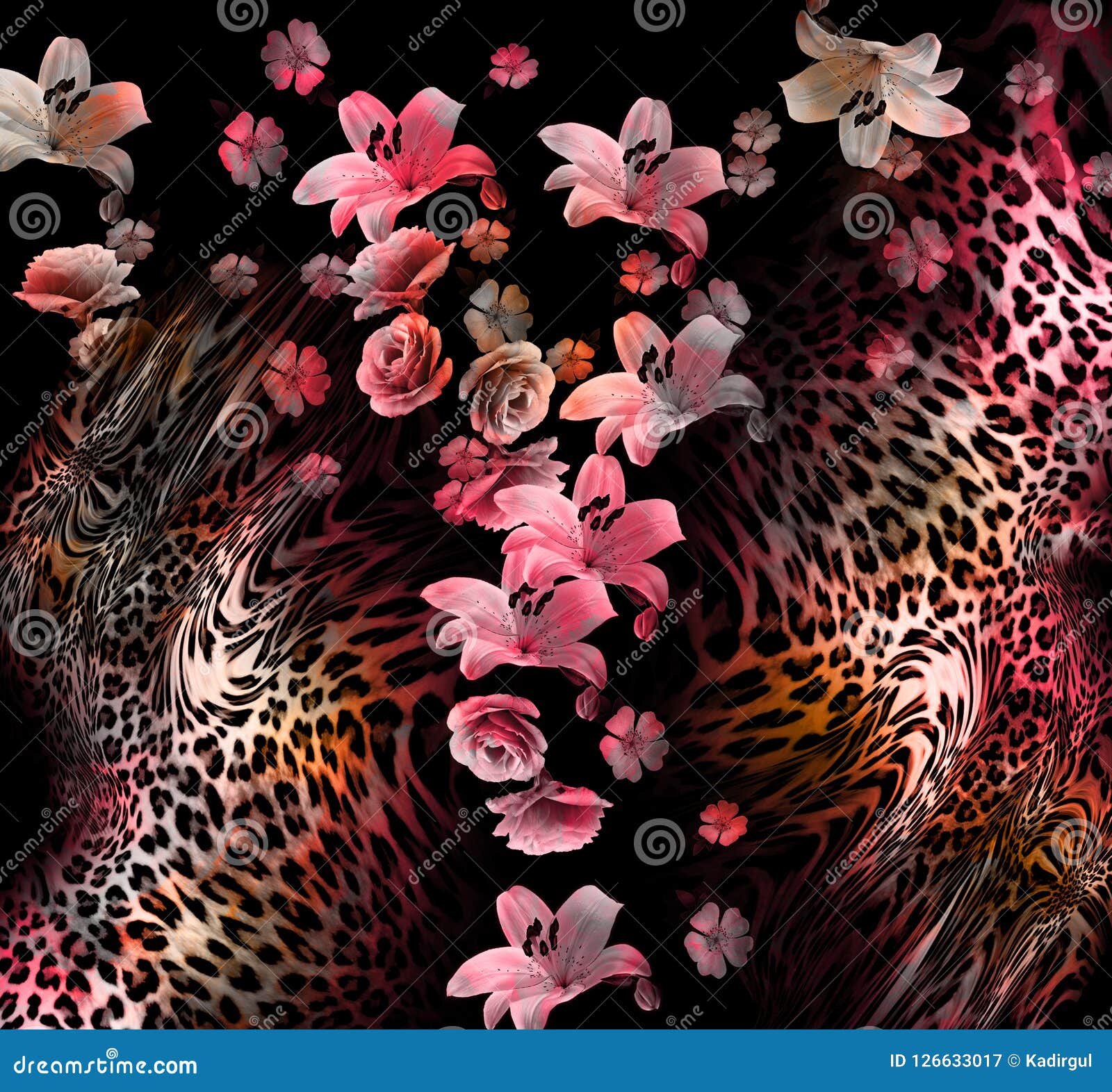 Flowers leopard background stock illustration. Illustration of abstract ...