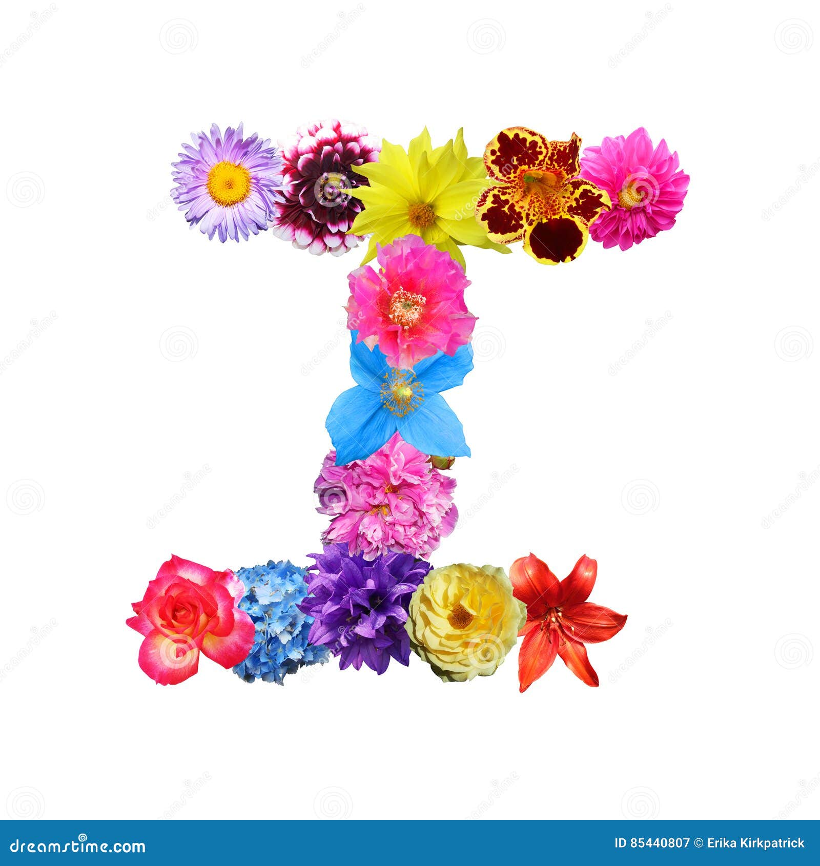 Flowers Letter I stock illustration. Illustration of design - 85440807