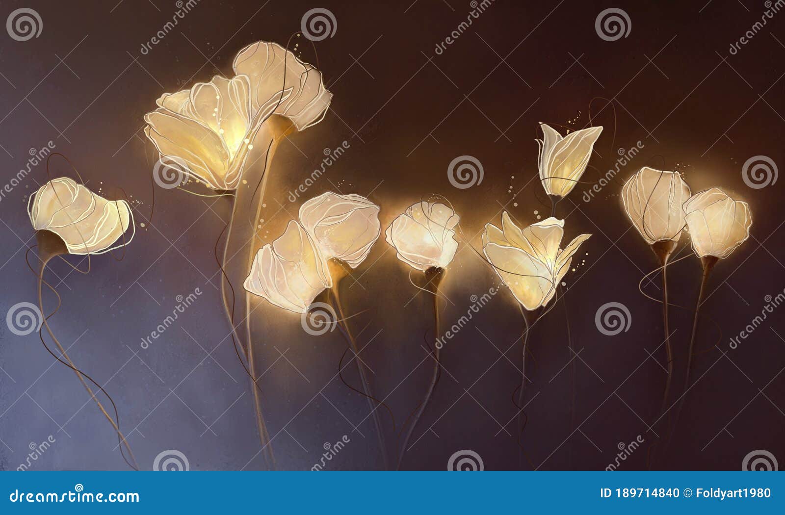 Flowers light art stock illustration. Illustration of fairytale - 189714840