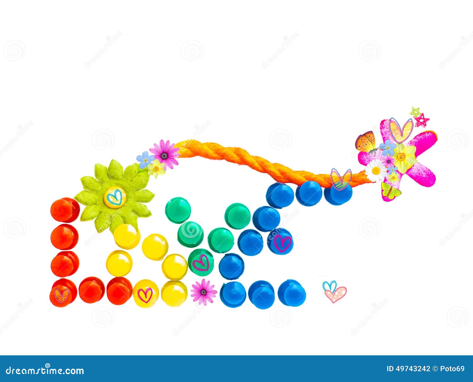 Flowers and Love Color Isolated on White Background Stock Photo - Image ...