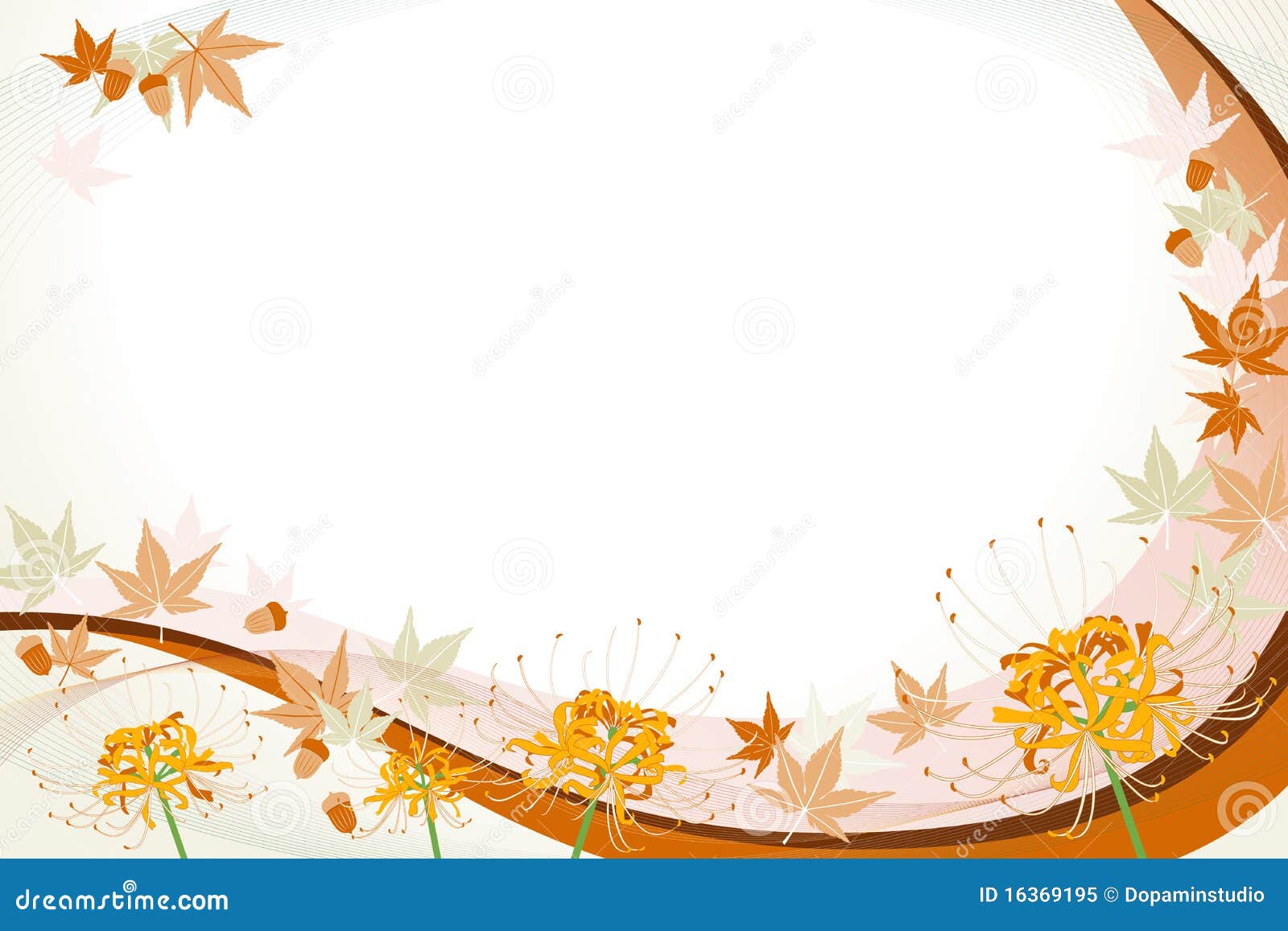 Flowers: Lycoris and Acorn and Maple Stock Vector - Illustration of ...