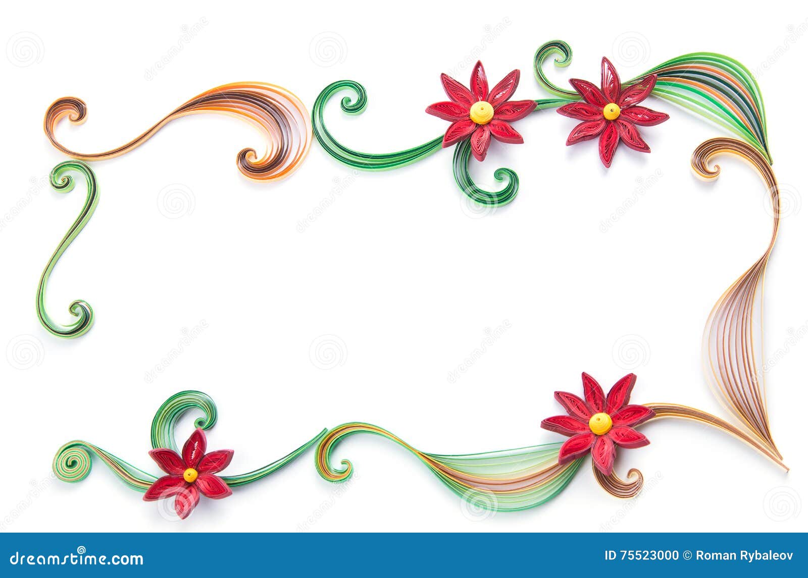 Flowers Made Quilling Frame on a Light Background Stock Photo - Image ...