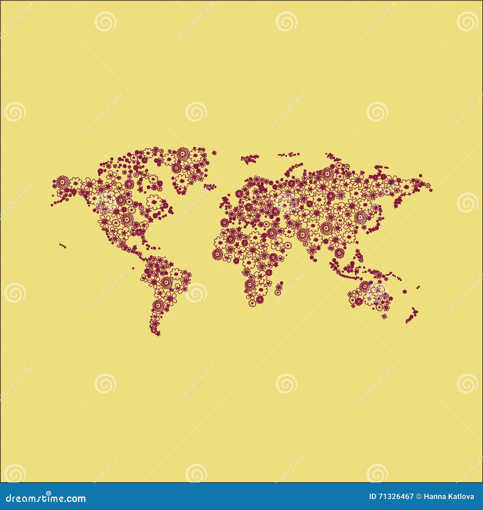 Flowers. Map. Map of the World of Flowers. Stock Vector - Illustration ...