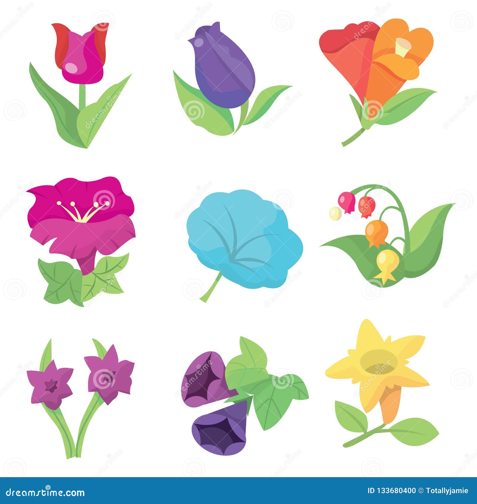 Flowers Mix stock illustration. Illustration of beauty - 133680400