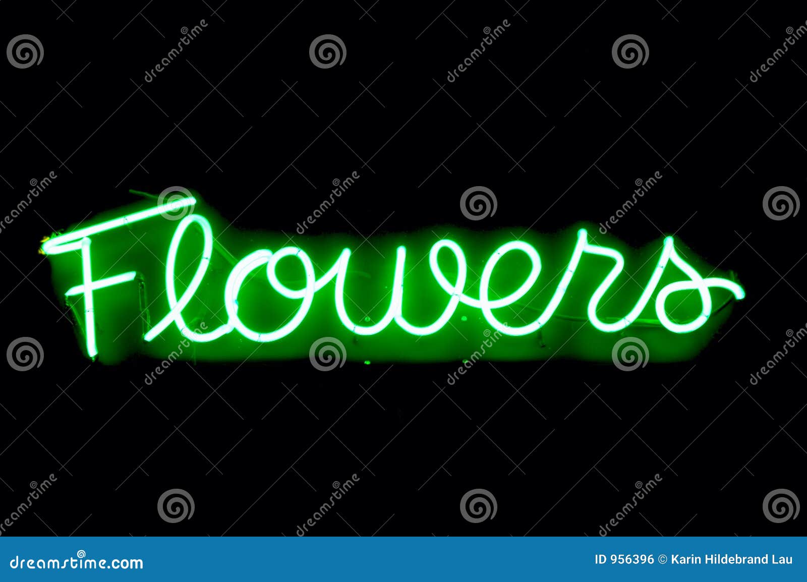 Flowers Neon Sign stock photo. Image of advertise, florist - 956396