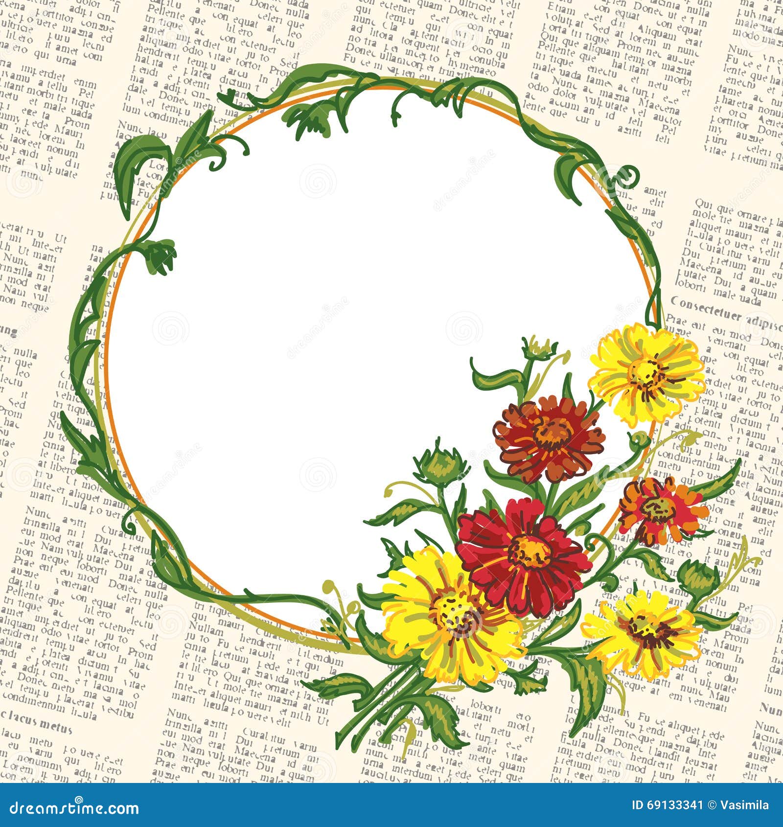 Flowers and newspaper stock vector. Illustration of curve - 69133341