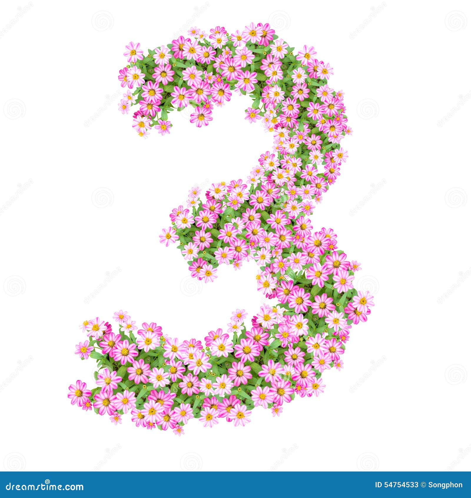 Flowers numbers 3 stock illustration. Illustration of flowers - 54754533
