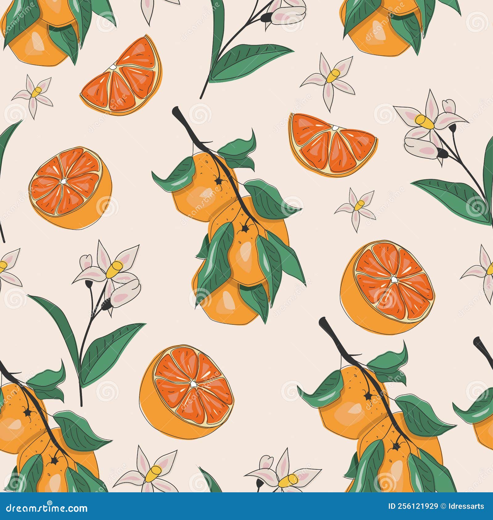 Flowers orange pattern stock illustration. Illustration of botanica ...