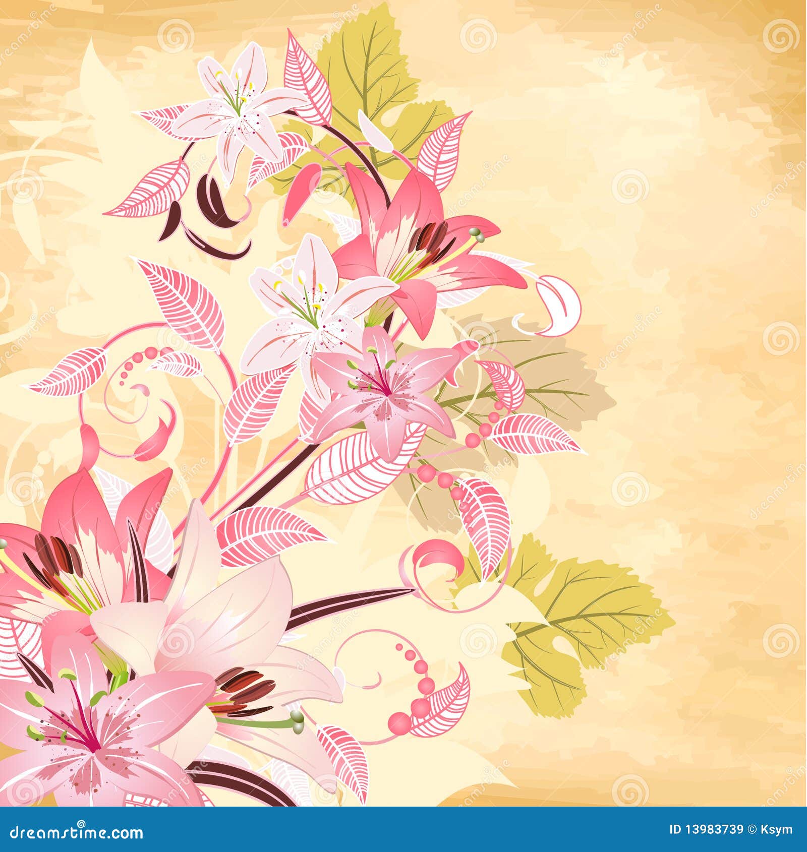 Flowers on Papyrus Background Stock Vector - Illustration of leaf ...