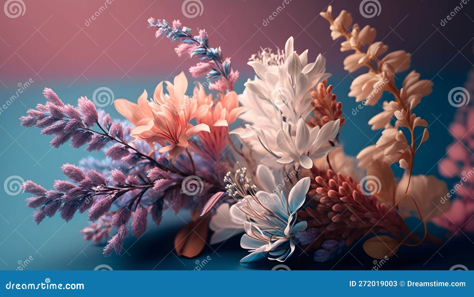 Flowers in Pastel Shades on a Solid Color. Stock Illustration ...