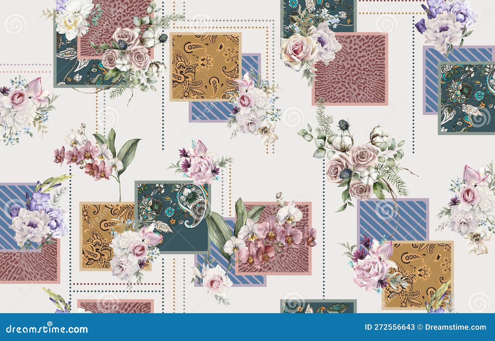 Flowers Patchwork Design Romantic Print Stock Illustration ...