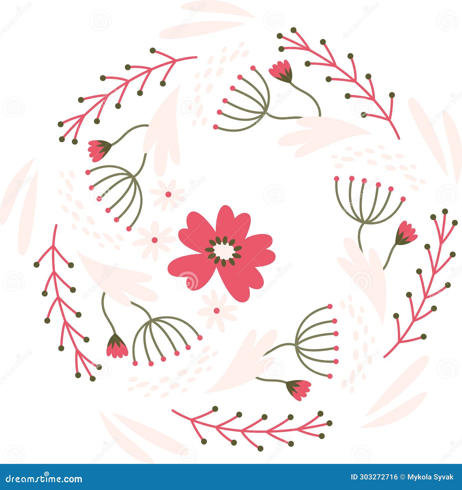 Flowers Pattern Circle stock vector. Illustration of design - 303272716