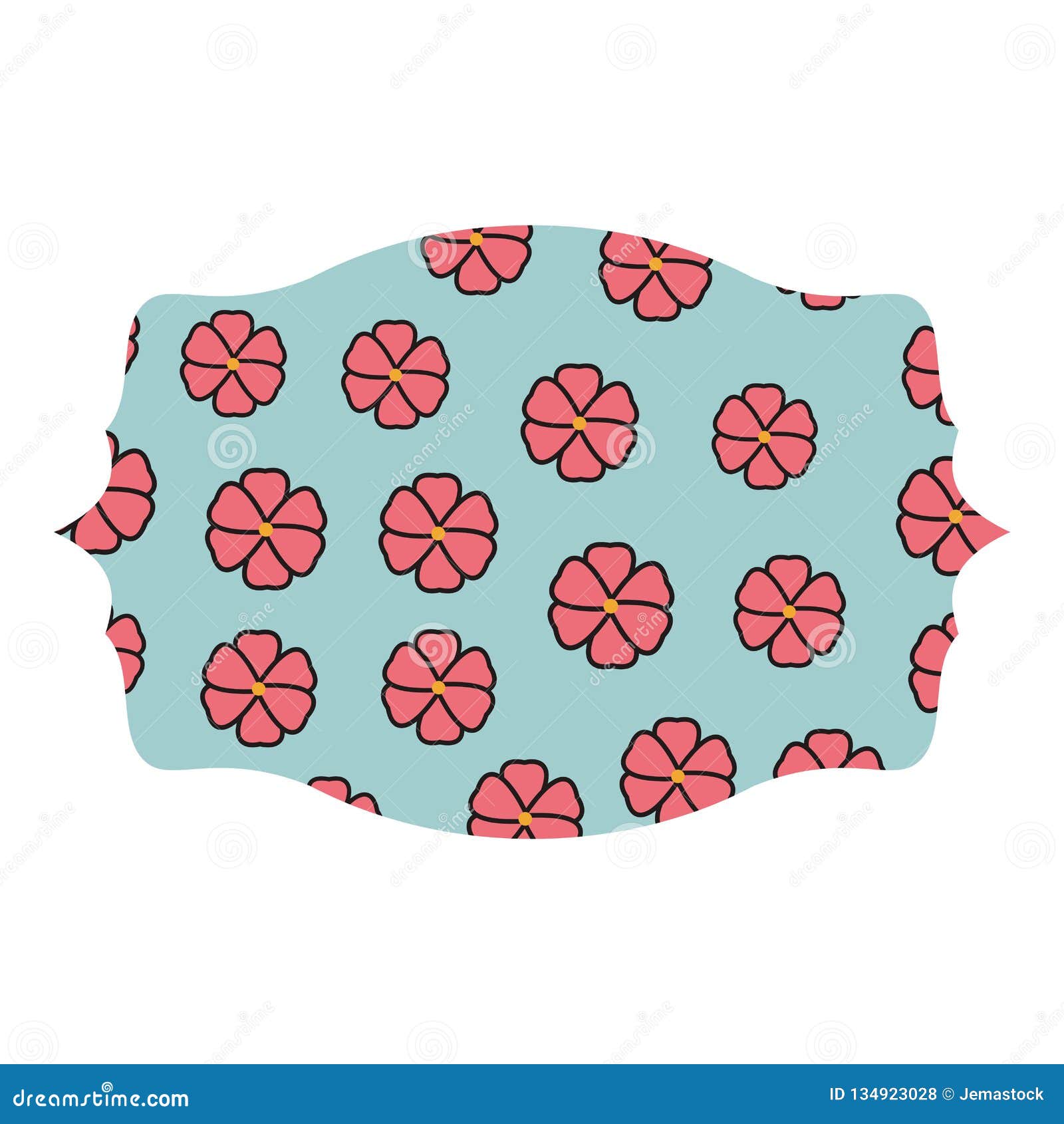 Flowers Pattern Label Frame Stock Vector - Illustration of petal ...