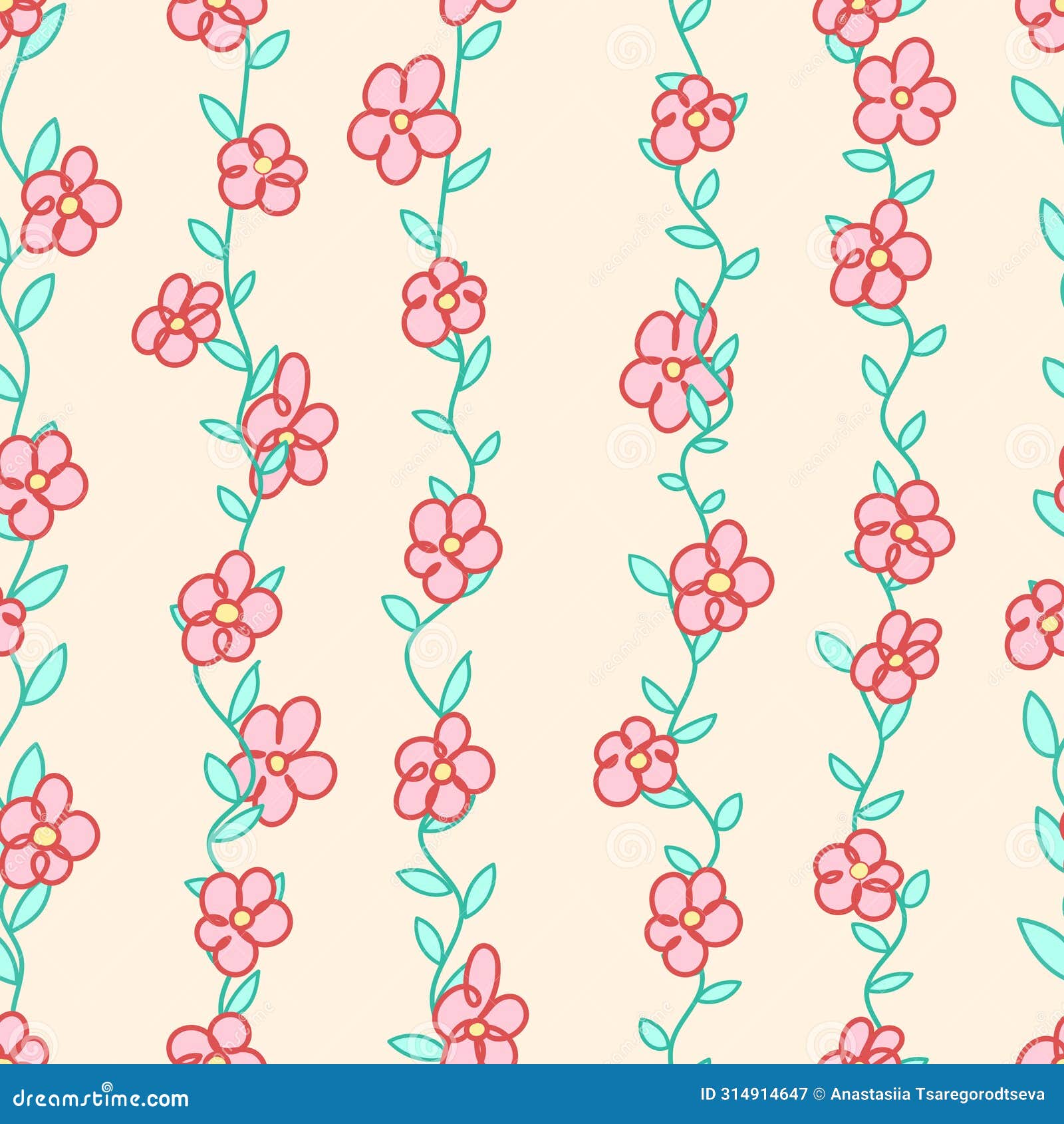 Flowers Pattern with Pink Flowers Stock Illustration - Illustration of ...