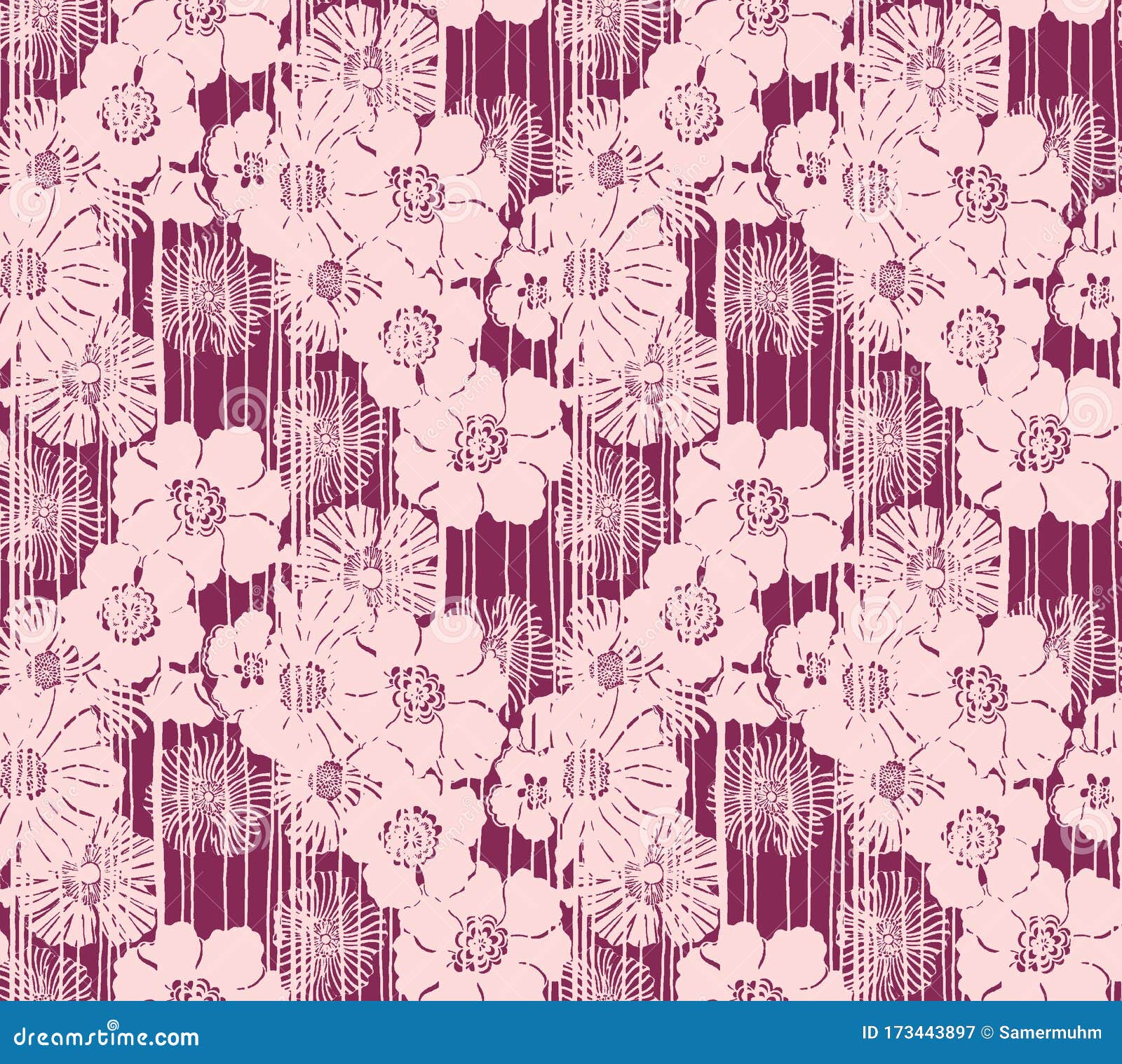 Flowers Pattern Texture with Lines on Dark Background for Textile ...